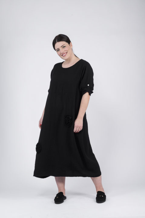 Ruusuke Viskoosimekko - Musta - Kotirouva